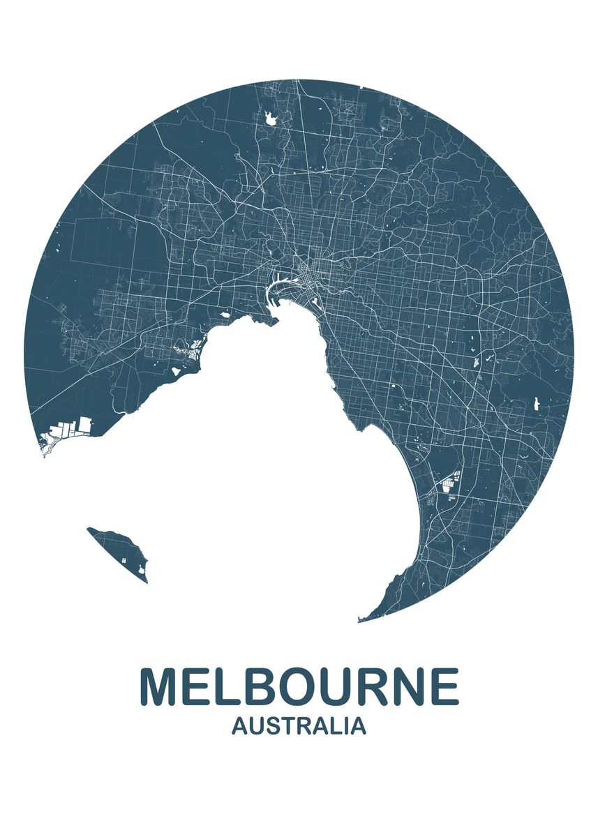 'Melbourne Circular Blue' Poster, picture, metal print, paint by Wall ...