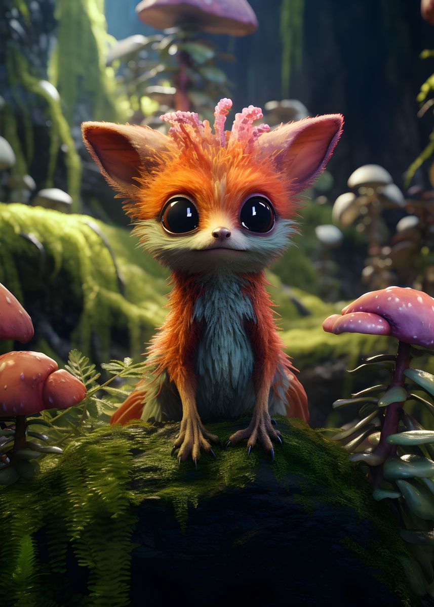 'Cute Forest Fox Alien' Poster, picture, metal print, paint by ...