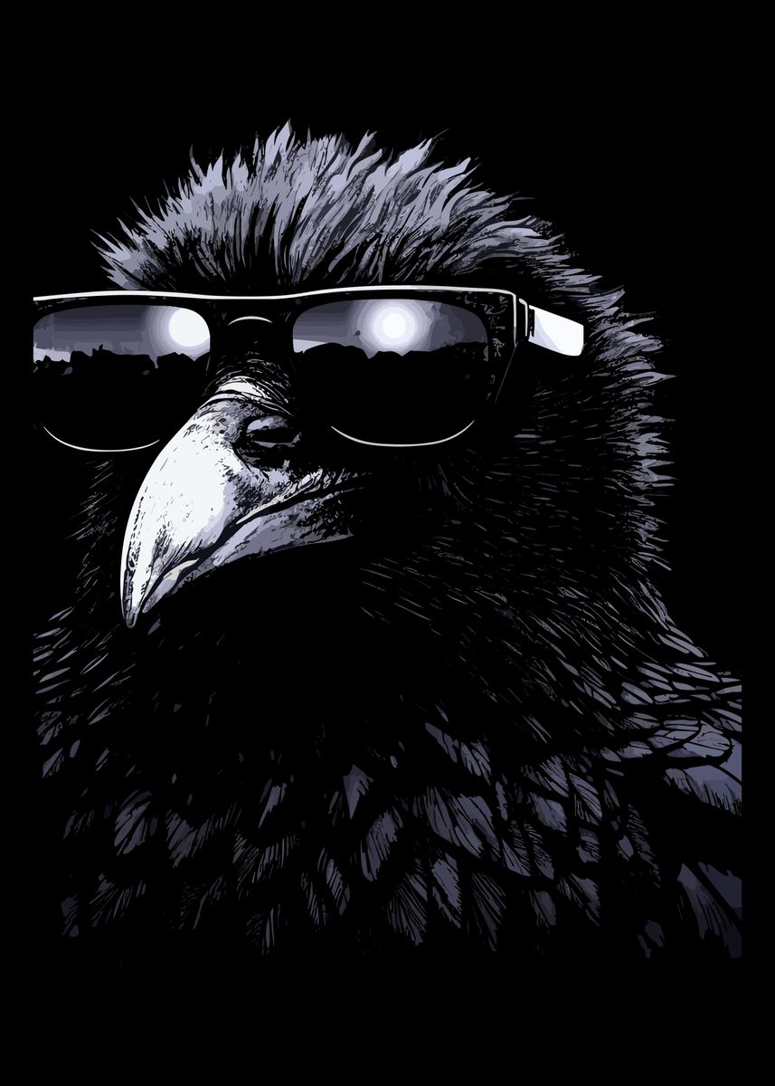 'Cool Crow Sunglasses' Poster, picture, metal print, paint by Ellie ...