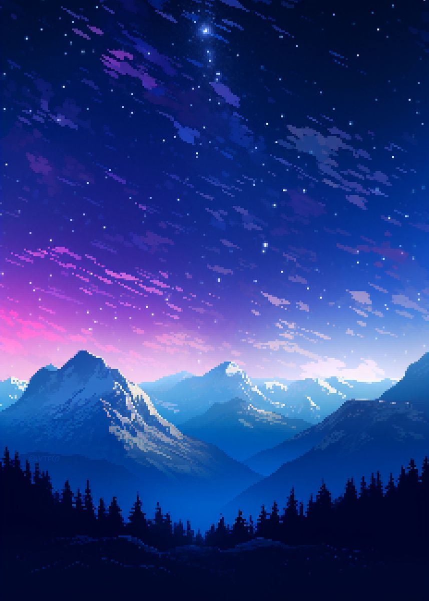 'Alaska Aurora Pixel Art' Poster, picture, metal print, paint by LVTFCO ...