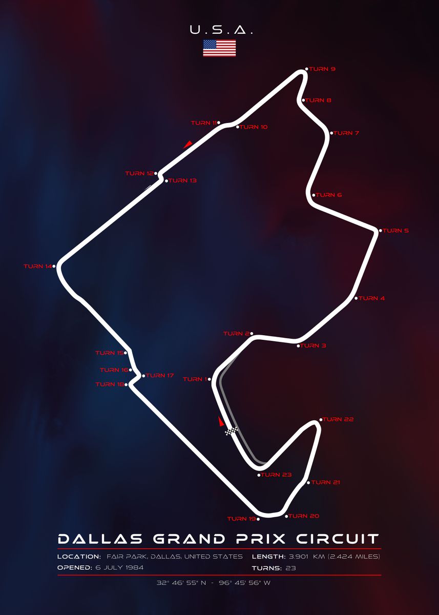 'Dallas Grand Prix circuit' Poster, picture, metal print, paint by ...