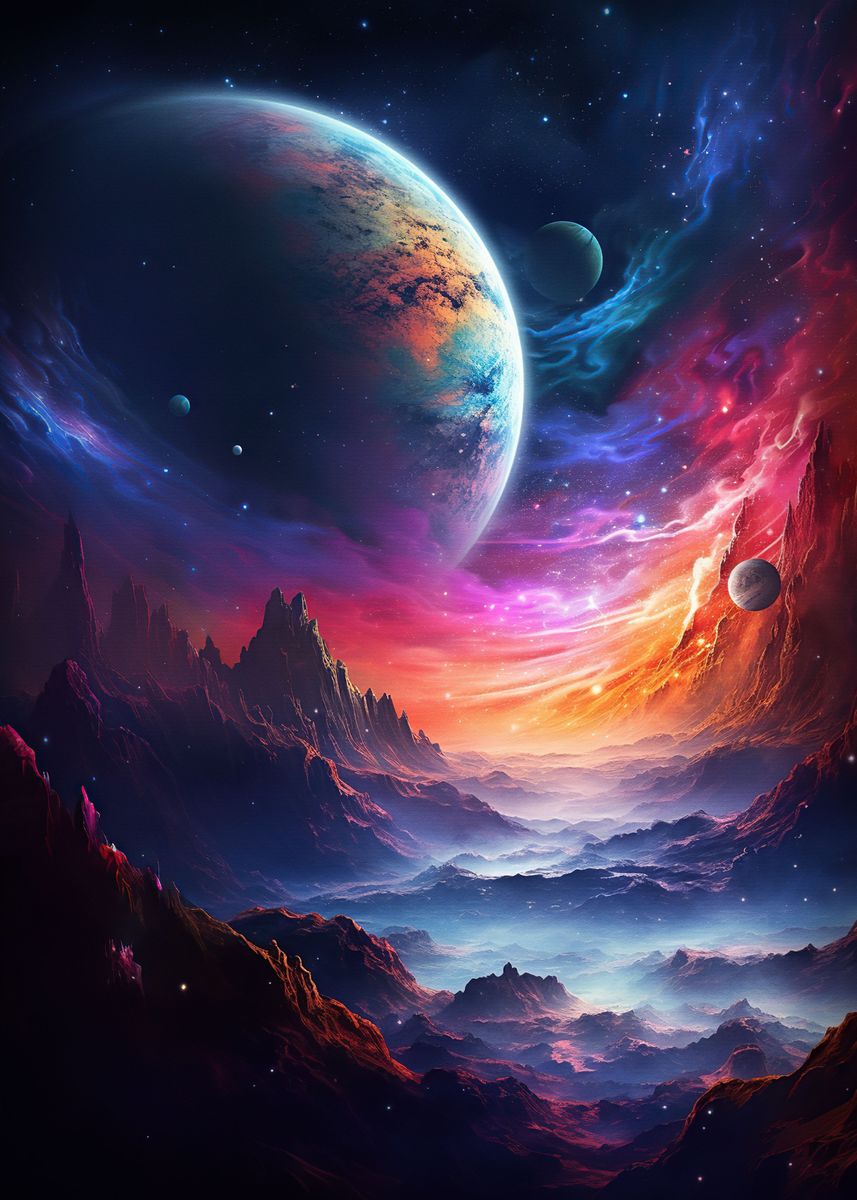 'Planets' Poster, picture, metal print, paint by ru ke | Displate