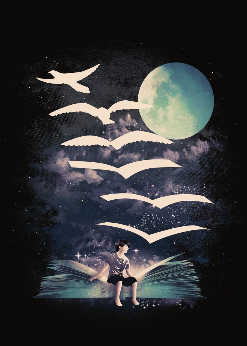 'Magic of Reading Books' Poster, picture, metal print, paint by Dan ...