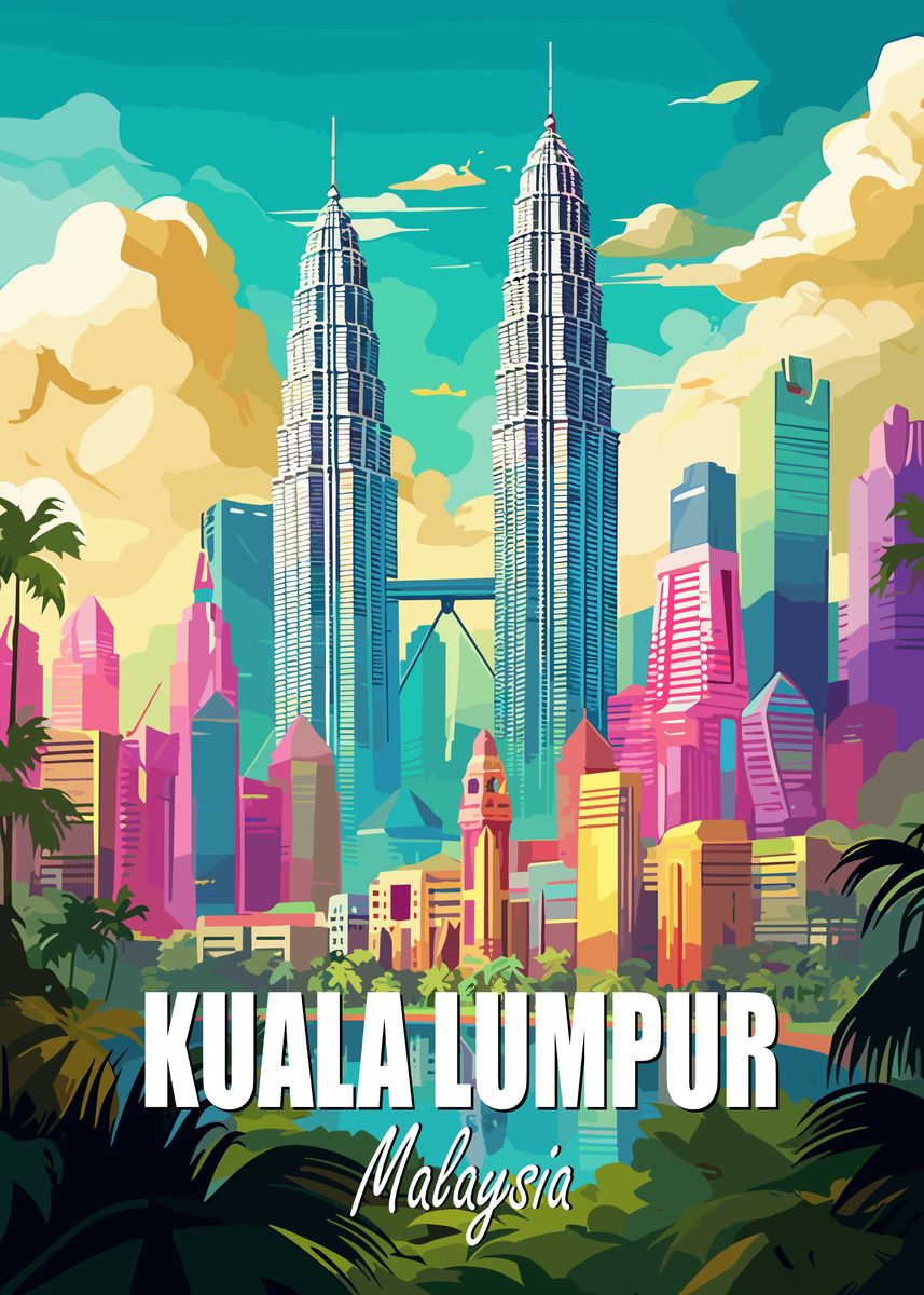 'Kuala Lumpur Malaysia' Poster, picture, metal print, paint by Mesh ...