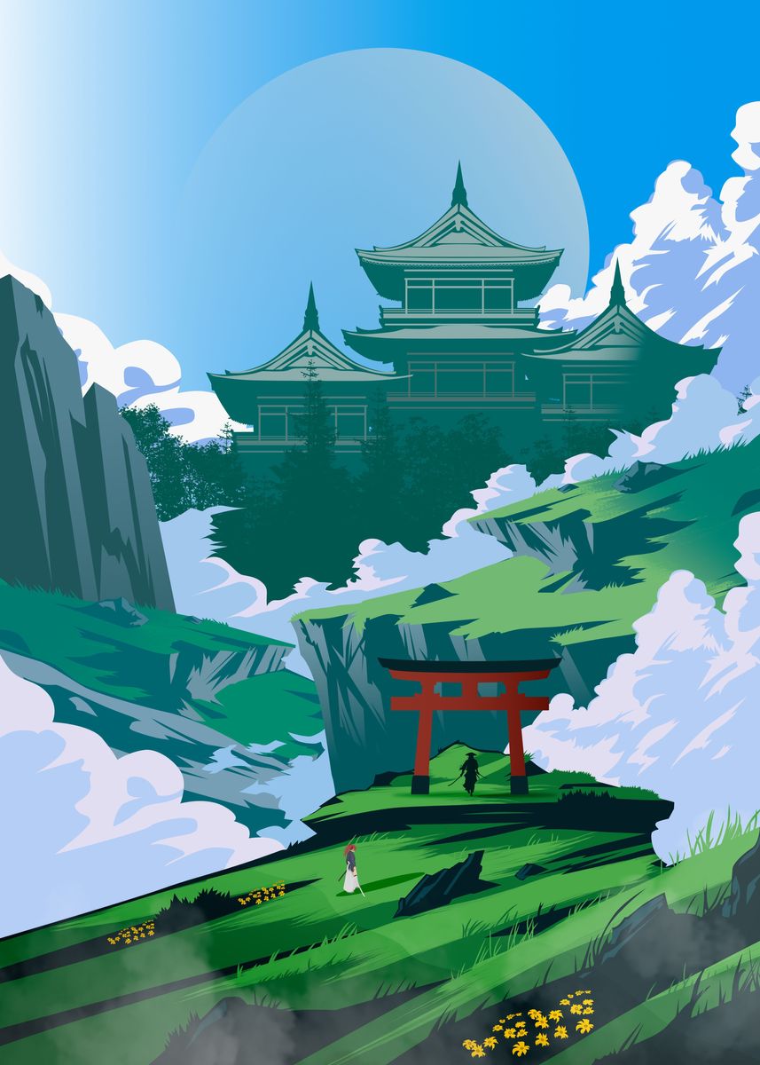 'japanese landscape' Poster, picture, metal print, paint by geeks holic ...