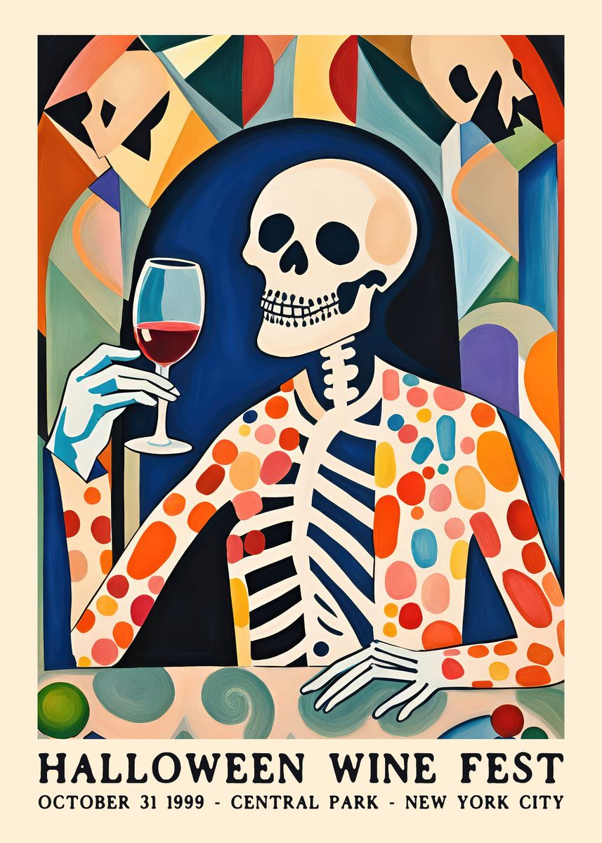 'HALLOWEEN WINE POSTER' Poster, picture, metal print, paint by ...