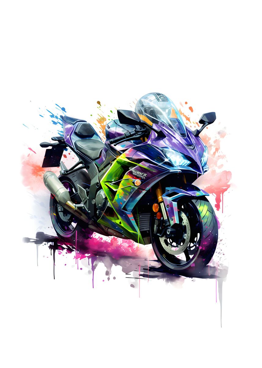 'Kawasaki Ninja' Poster, picture, metal print, paint by Olaffskater ...