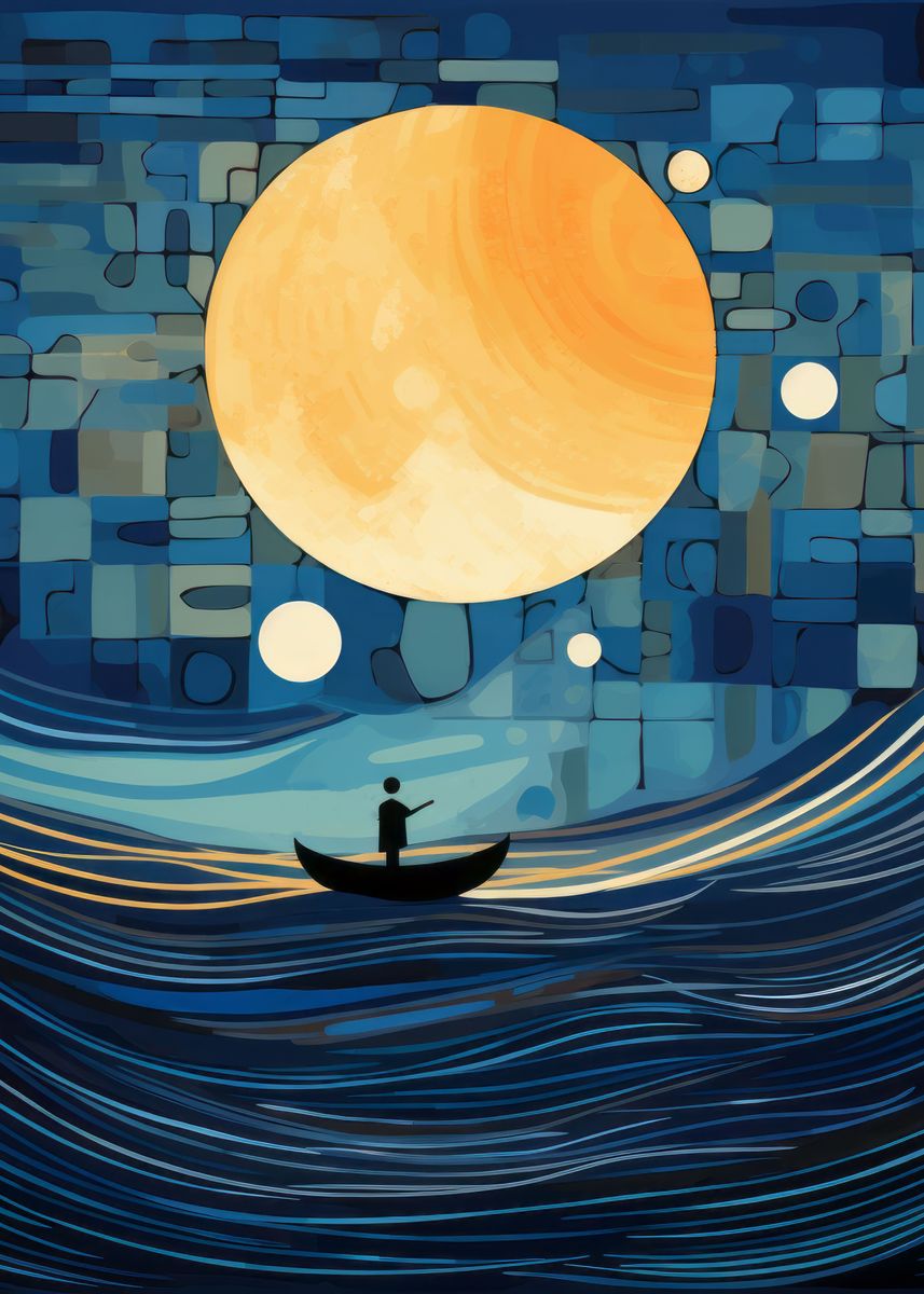 'Moonlit Sea Picasso' Poster, picture, metal print, paint by Tollaru ...