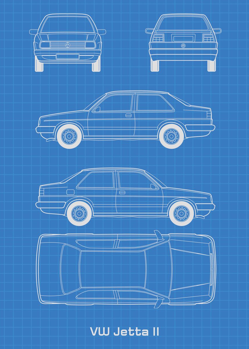 'VW Jetta II MK2' Poster, picture, metal print, paint by Aleksandras ...