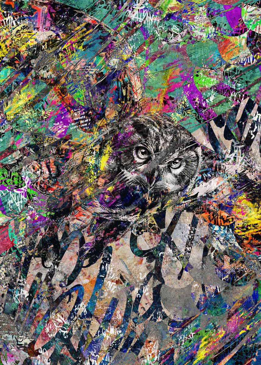'Graffiti Owl' Poster, picture, metal print, paint by AndyHanne | Displate