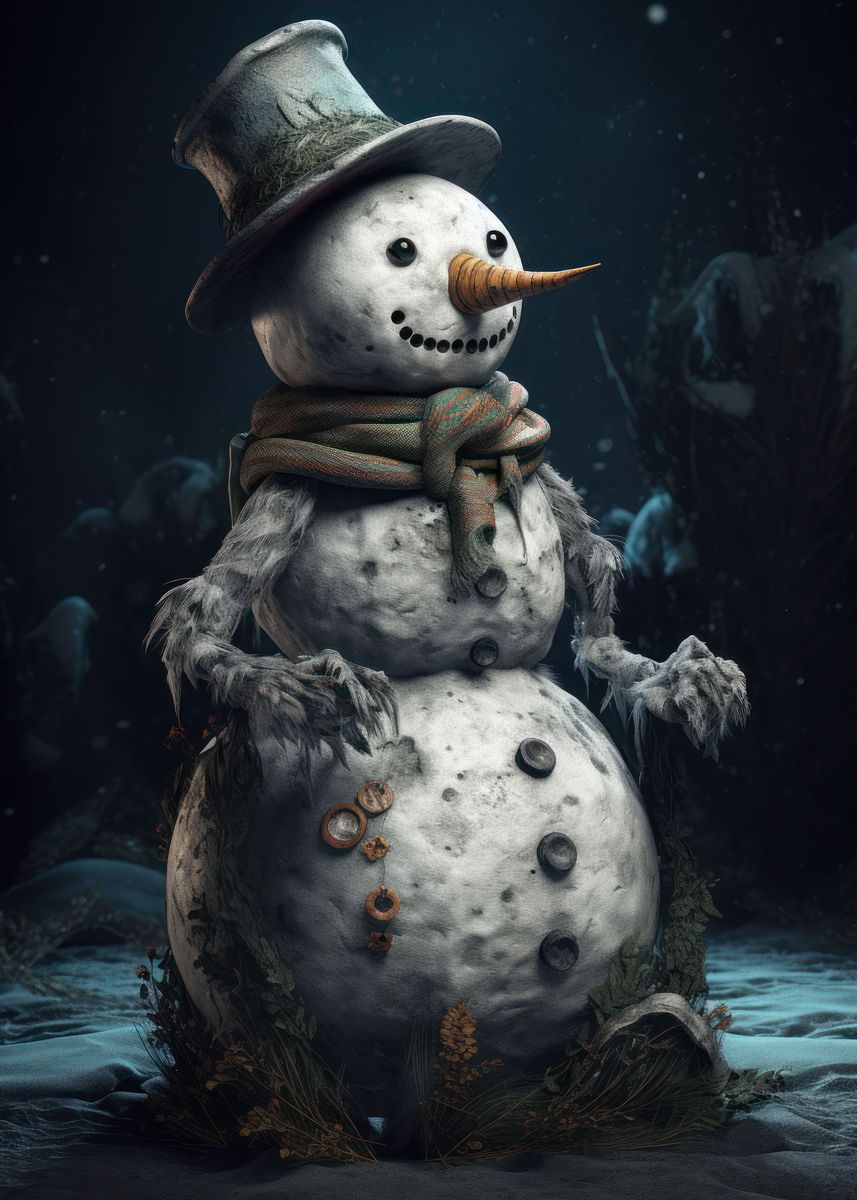 'Snowman' Poster, picture, metal print, paint by JS Art Design | Displate