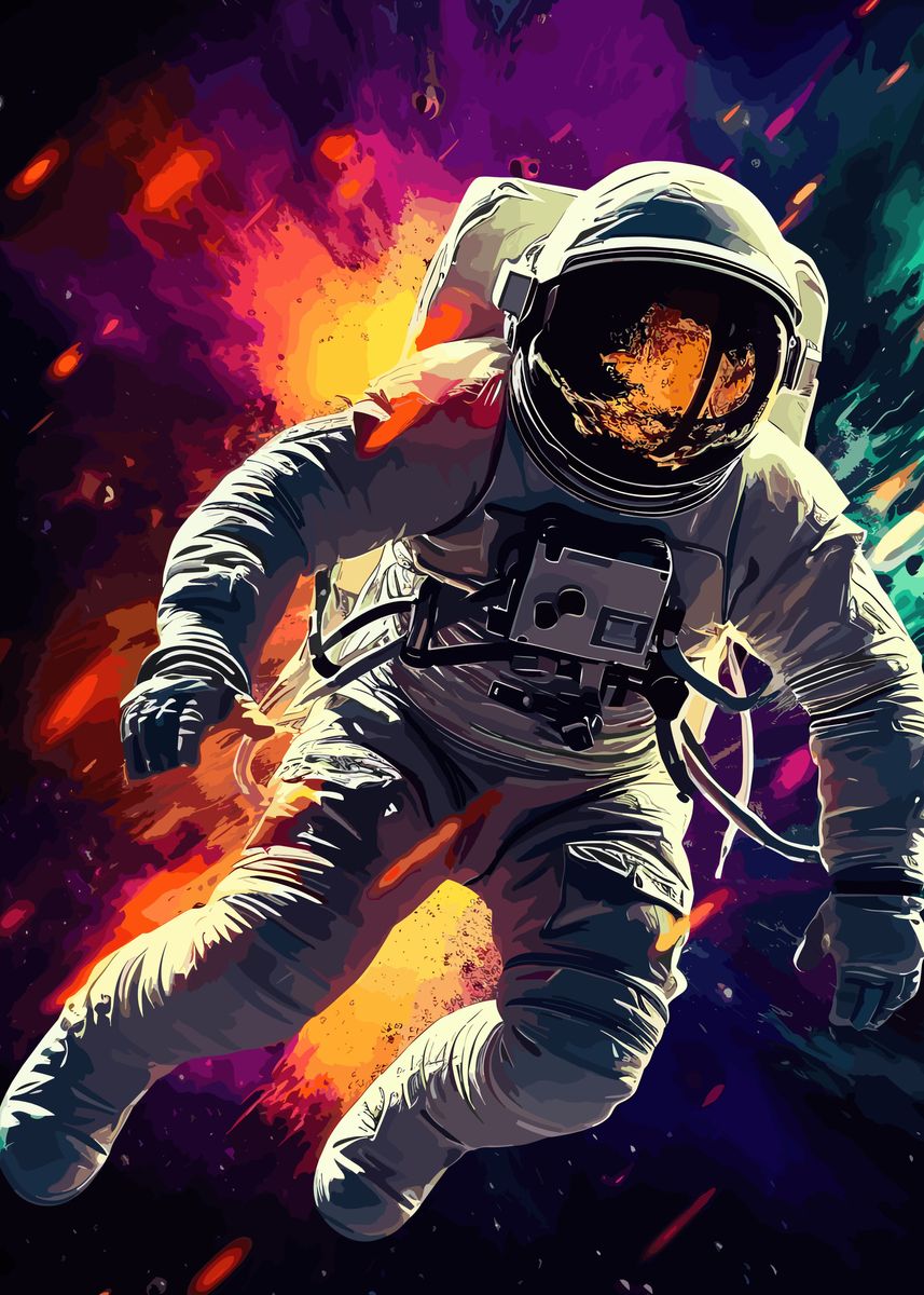 'Astronaut Floating Space' Poster, picture, metal print, paint by Peter ...