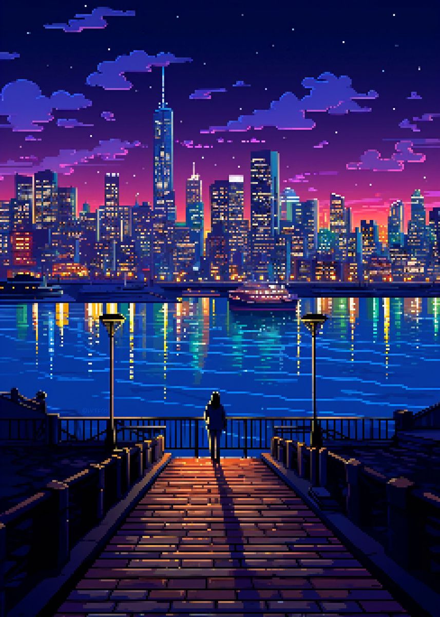 'NYC Manhattan Pixel Art' Poster, picture, metal print, paint by LVTFCO ...