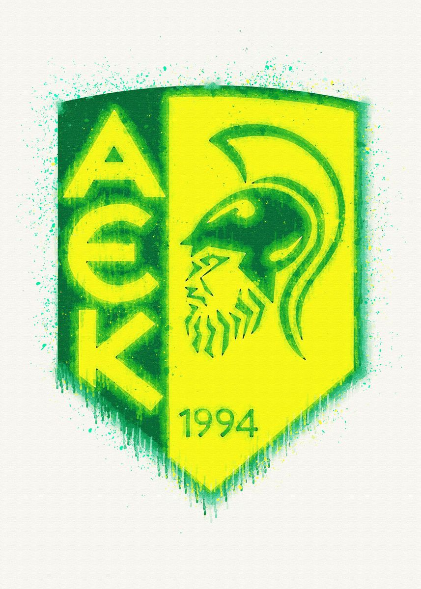 'AEK Larnaca' Poster, picture, metal print, paint by EstellKirlin Studio | Displate