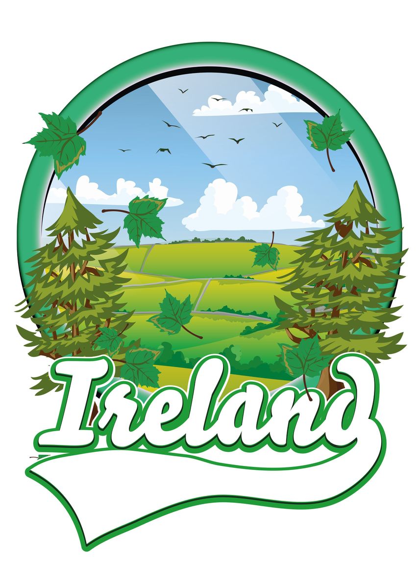 'Ireland travel logo' Poster, picture, metal print, paint by David ...
