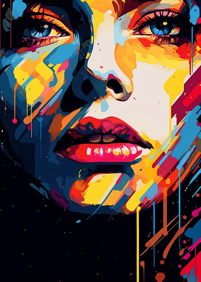 'Abstract Face Portrait Art' Poster, picture, metal print, paint by ...