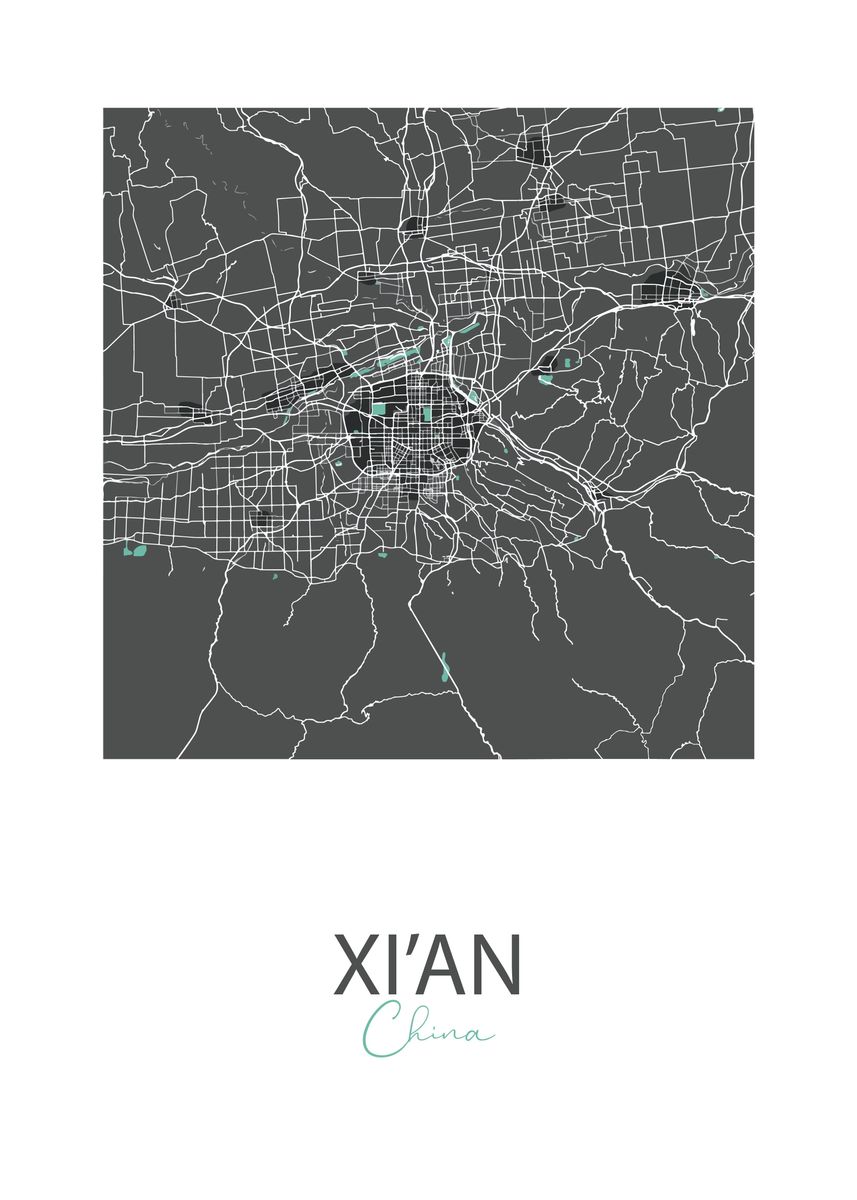'Xian China' Poster, picture, metal print, paint by Jess Kilfoil | Displate