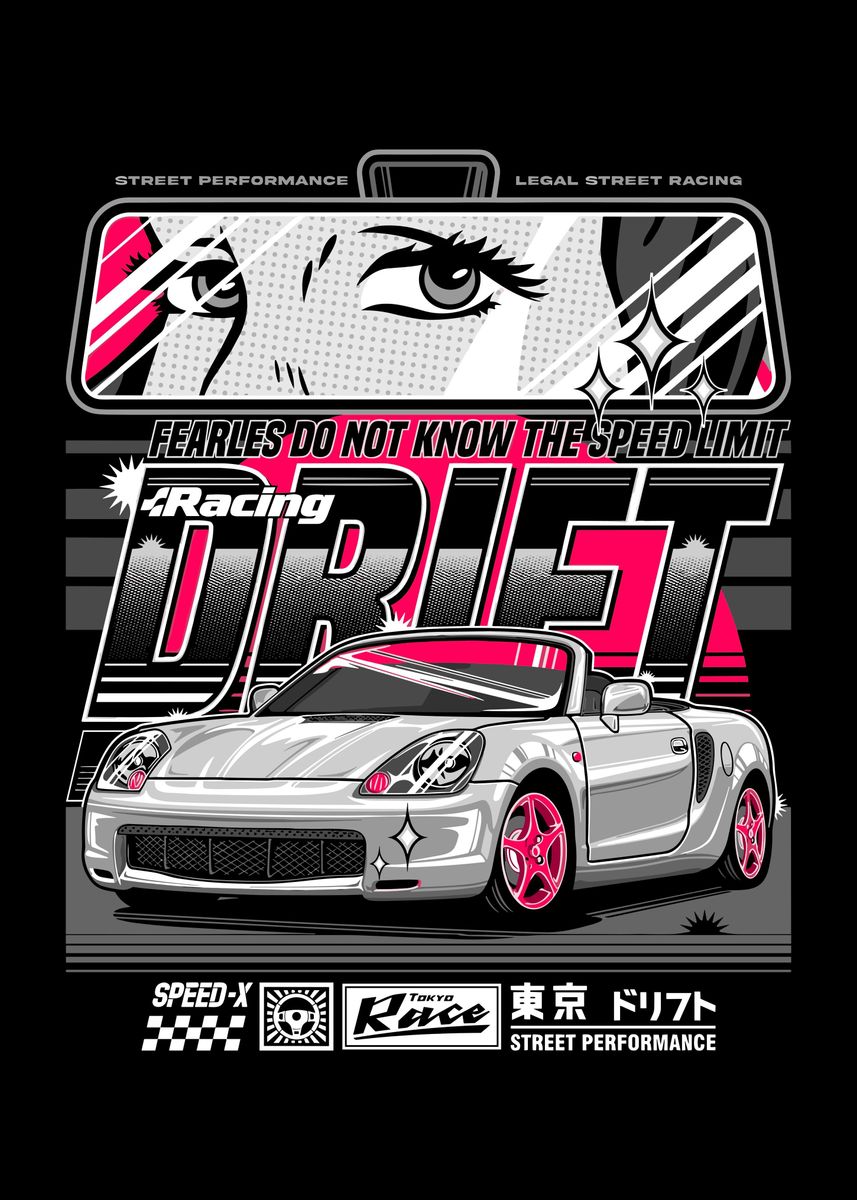 'Racing Drift' Poster, picture, metal print, paint by Savinda | Displate