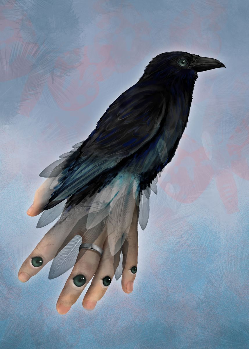 'The handy raven' Poster by Bianca Wisseloo | Displate