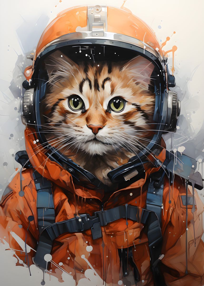 'Cat Aviator with Helmet' Poster, picture, metal print, paint by Chris ...