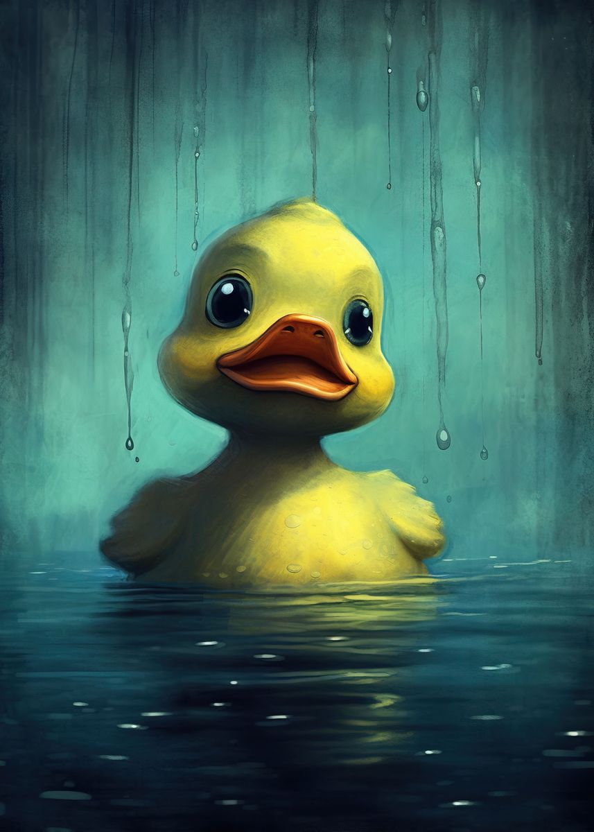 'Yellow Duck' Poster, picture, metal print, paint by Ilyrin | Displate