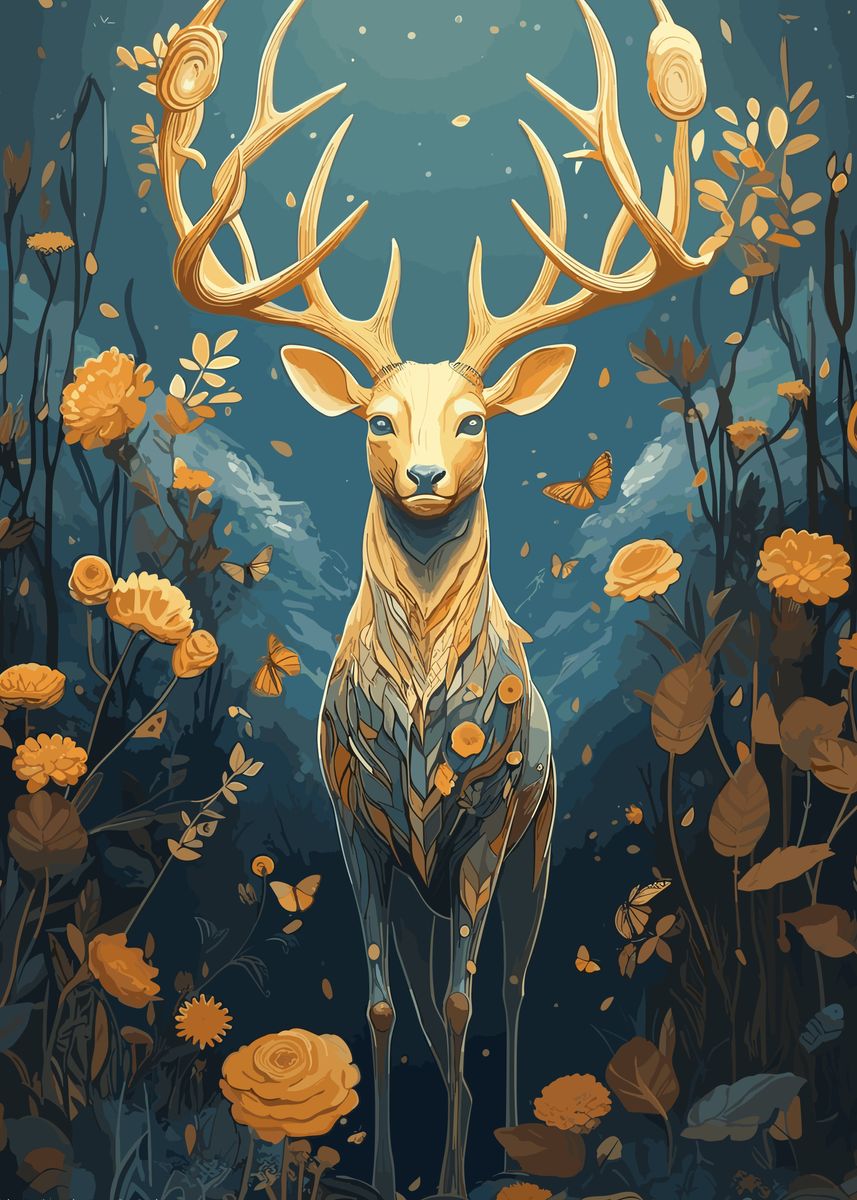 'Beautiful Trippy Deer' Poster, picture, metal print, paint by Violet ...