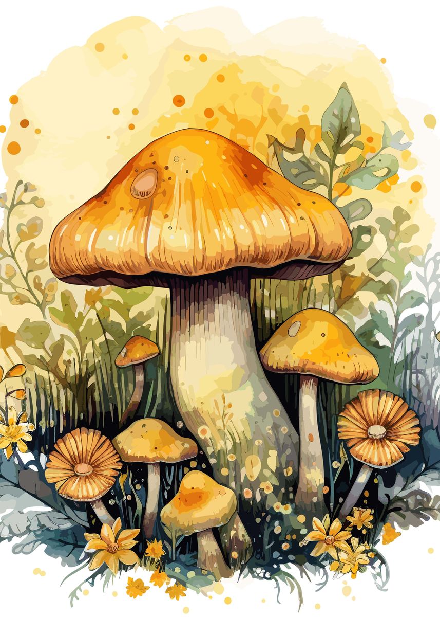 'Watercolor Mushroom' Poster, picture, metal print, paint by Floyd ...