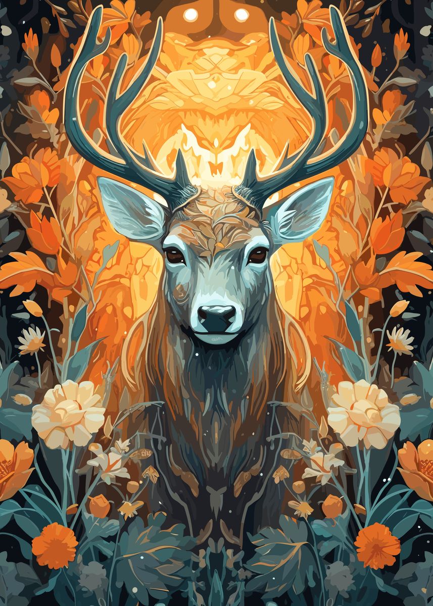 'Beautiful Trippy Deer' Poster, picture, metal print, paint by Violet ...