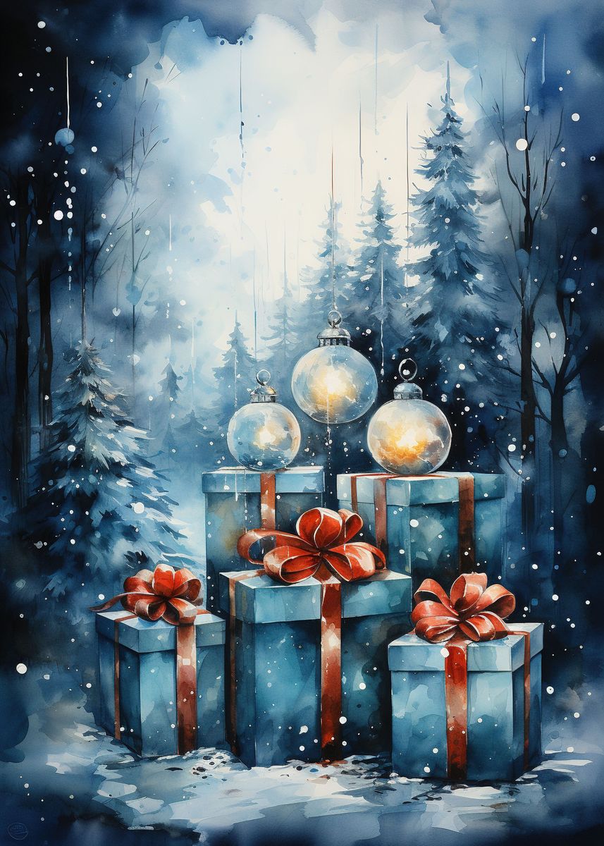'Christmas Presents' Poster, picture, metal print, paint by Senja ...