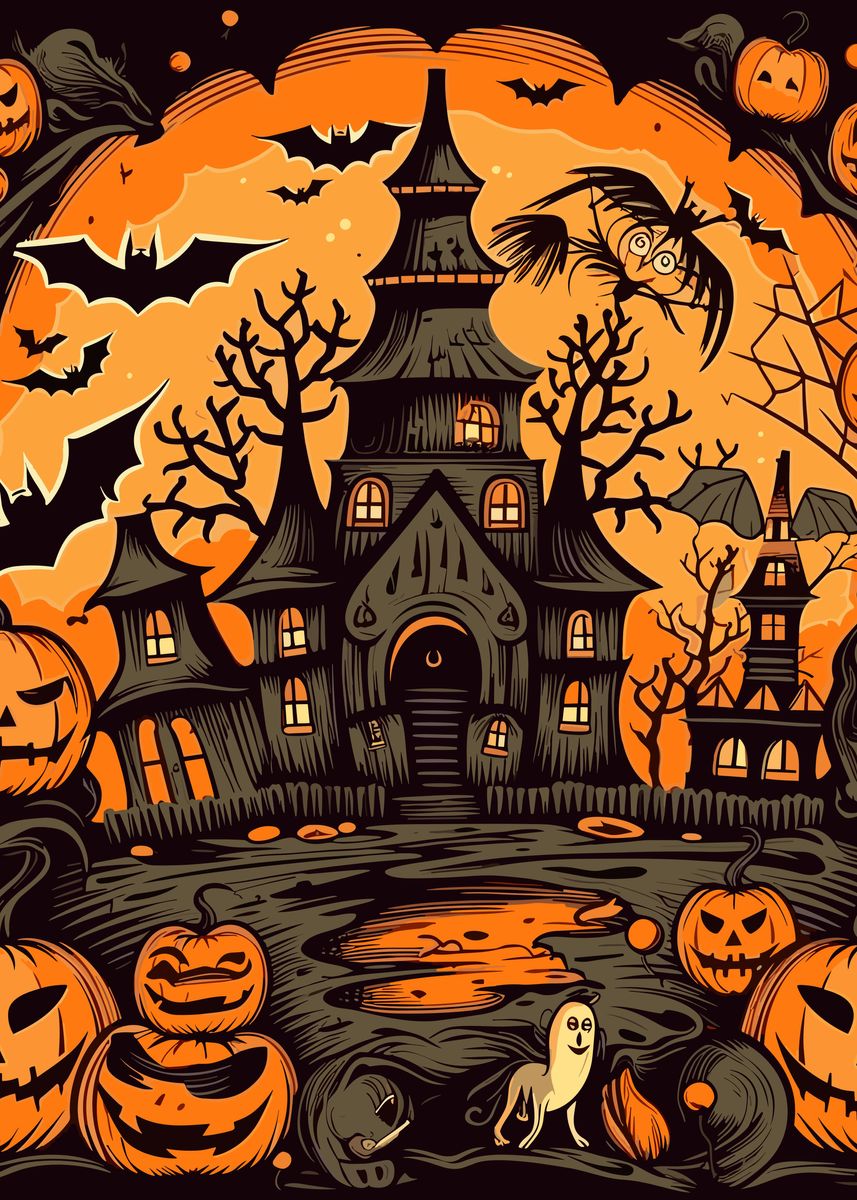 'Scary Halloween' Poster, picture, metal print, paint by Ardyce Behn ...