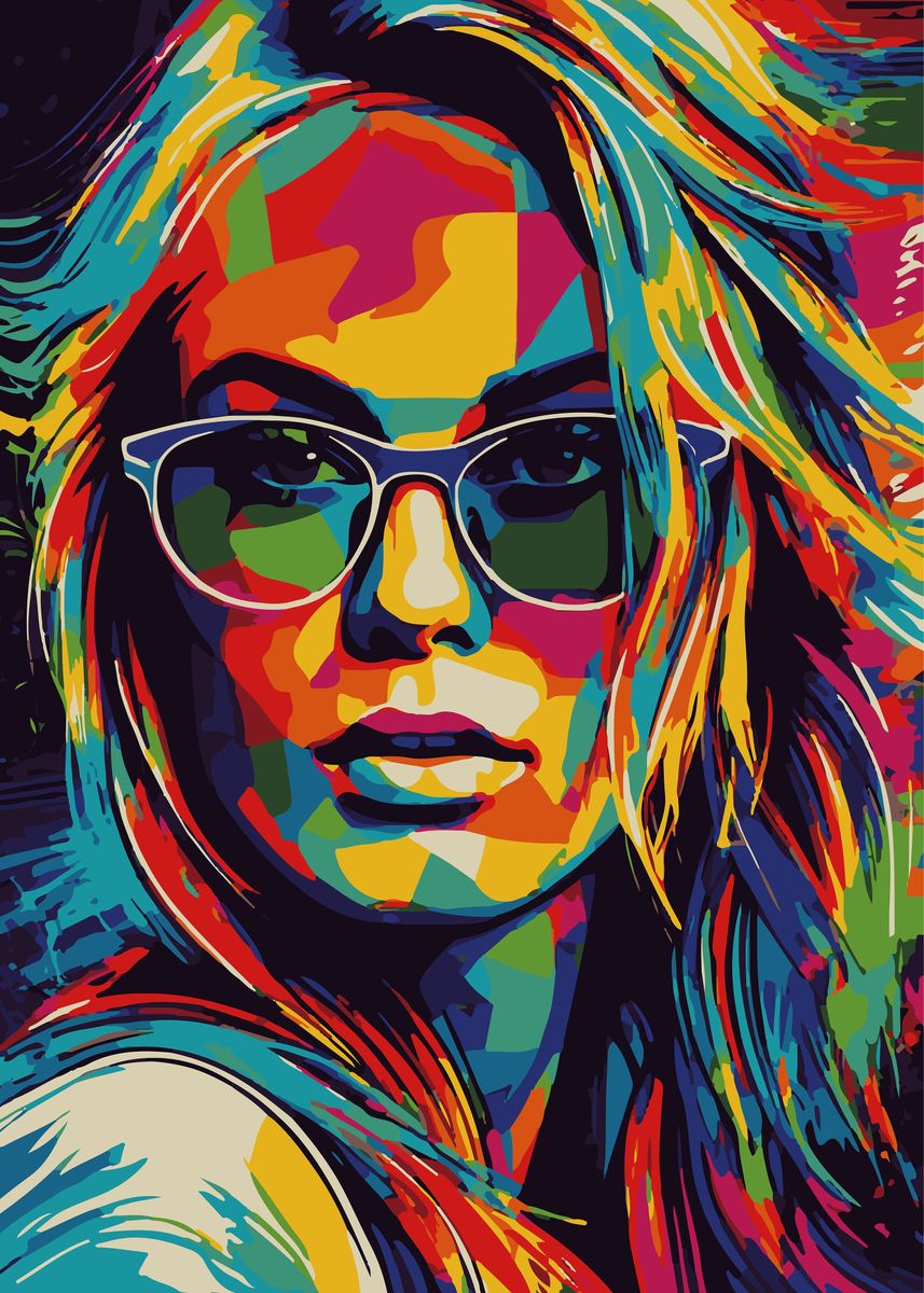 'Pretty Colorful Woman' Poster, picture, metal print, paint by Garpe ...