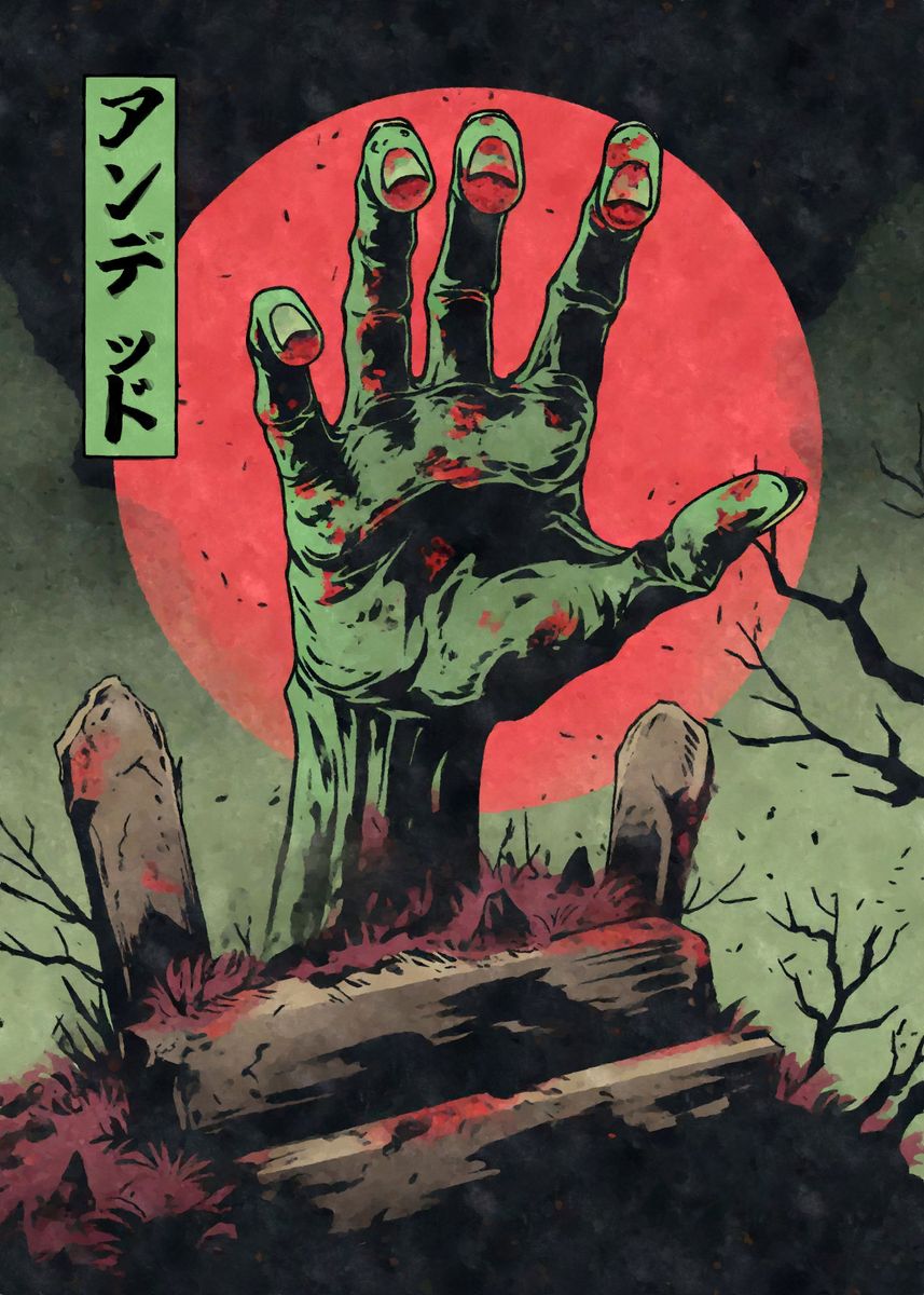 'Creepy Zombie Hand Grave ' Poster, picture, metal print, paint by ...