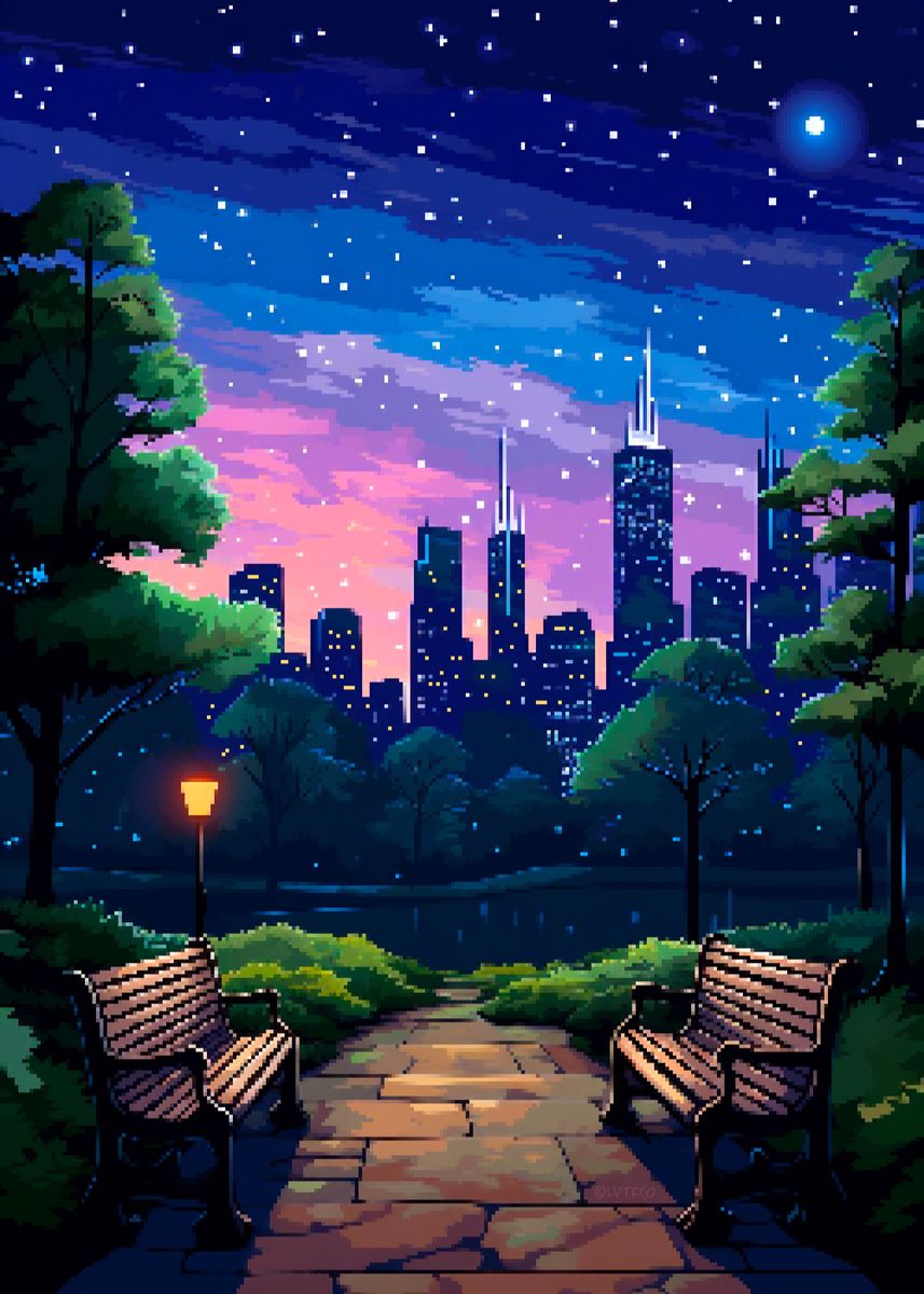 'Central Park NYC Pixel Art' Poster, picture, metal print, paint by ...