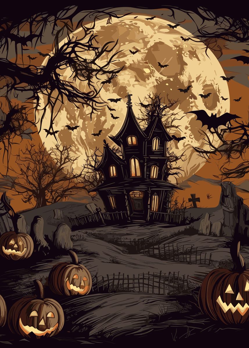 'Scary Halloween' Poster, picture, metal print, paint by Ardyce Behn ...