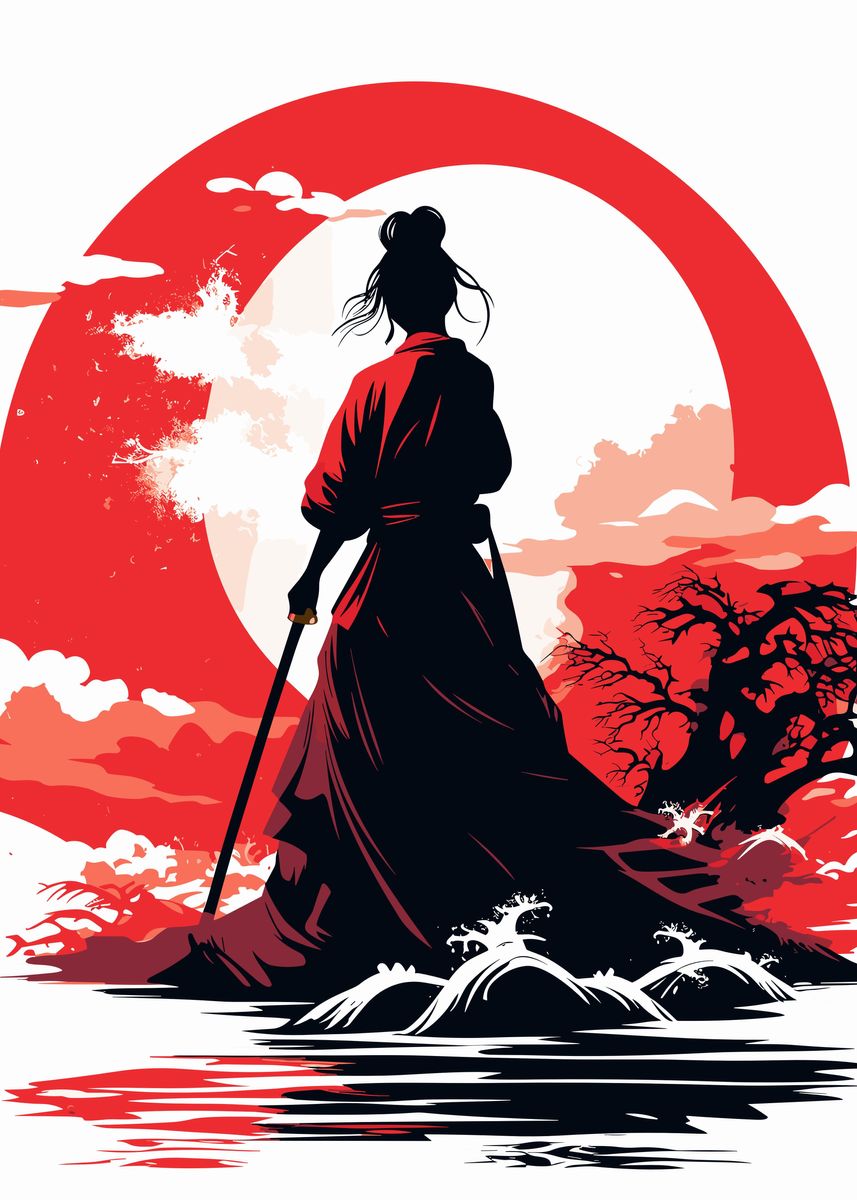 'Female samurai Japan' Poster, picture, metal print, paint by Mesh ...