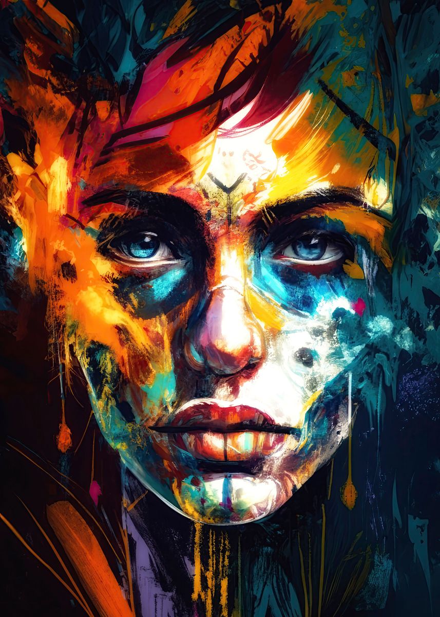 'Colorful Pop Art Portrait' Poster, picture, metal print, paint by ...