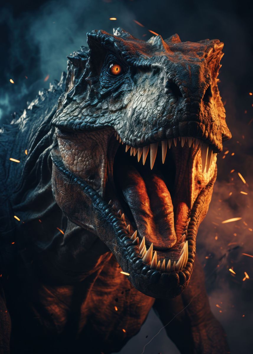 'Angry dino' Poster, picture, metal print, paint by Byrdyak | Displate