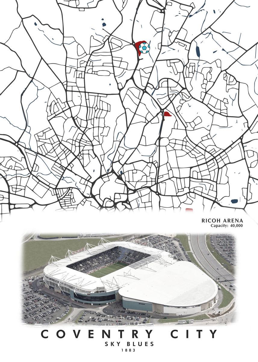 'Coventry City Arena Ricoh' Poster, picture, metal print, paint by ...