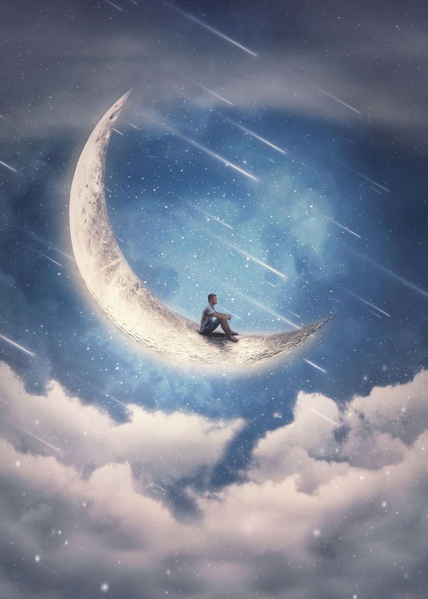 'the Moon Dreamer' Poster, picture, metal print, paint by PsychoShadow ...