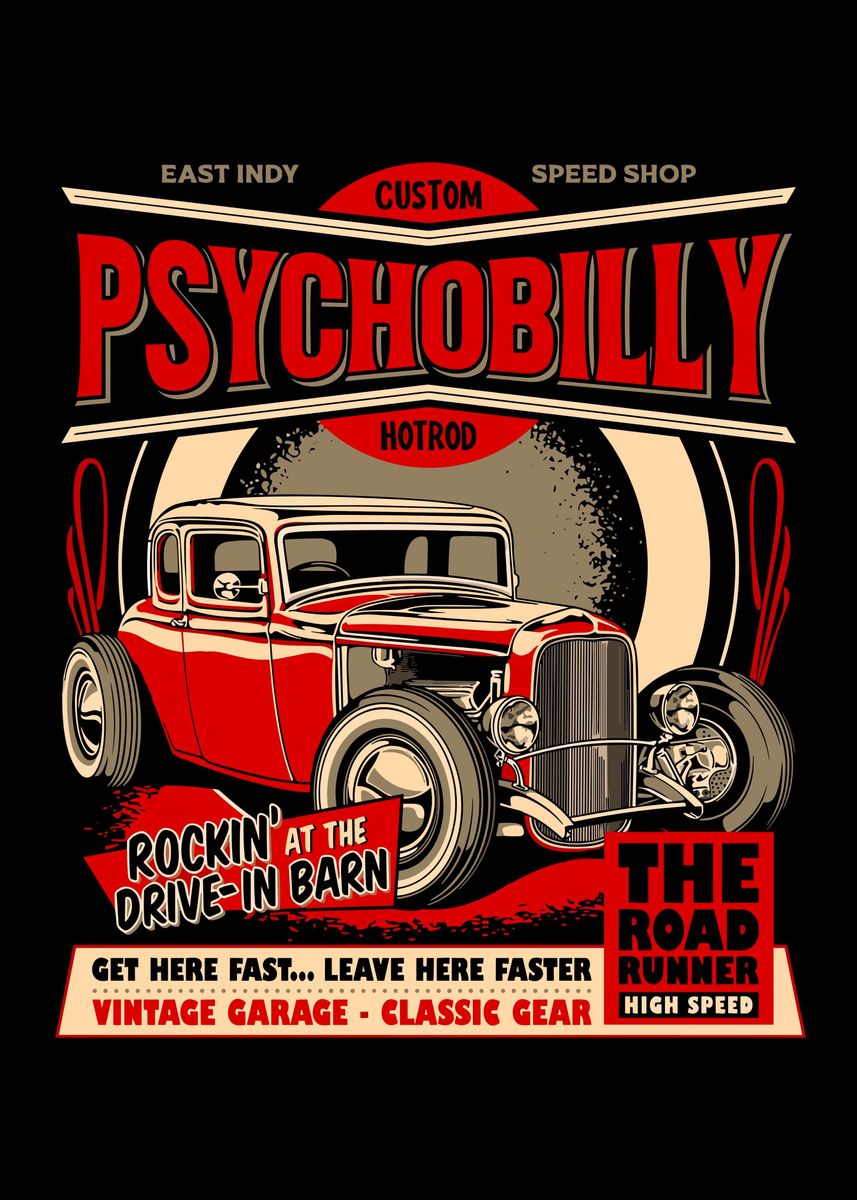 'Psychobilly' Poster, picture, metal print, paint by Savinda | Displate