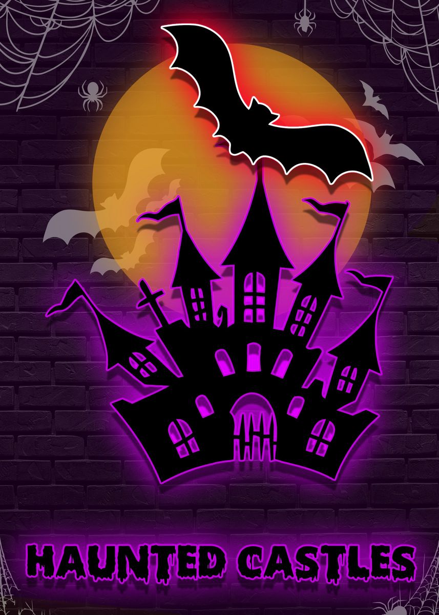 'haunted castles halloween' Poster, picture, metal print, paint by Game ...