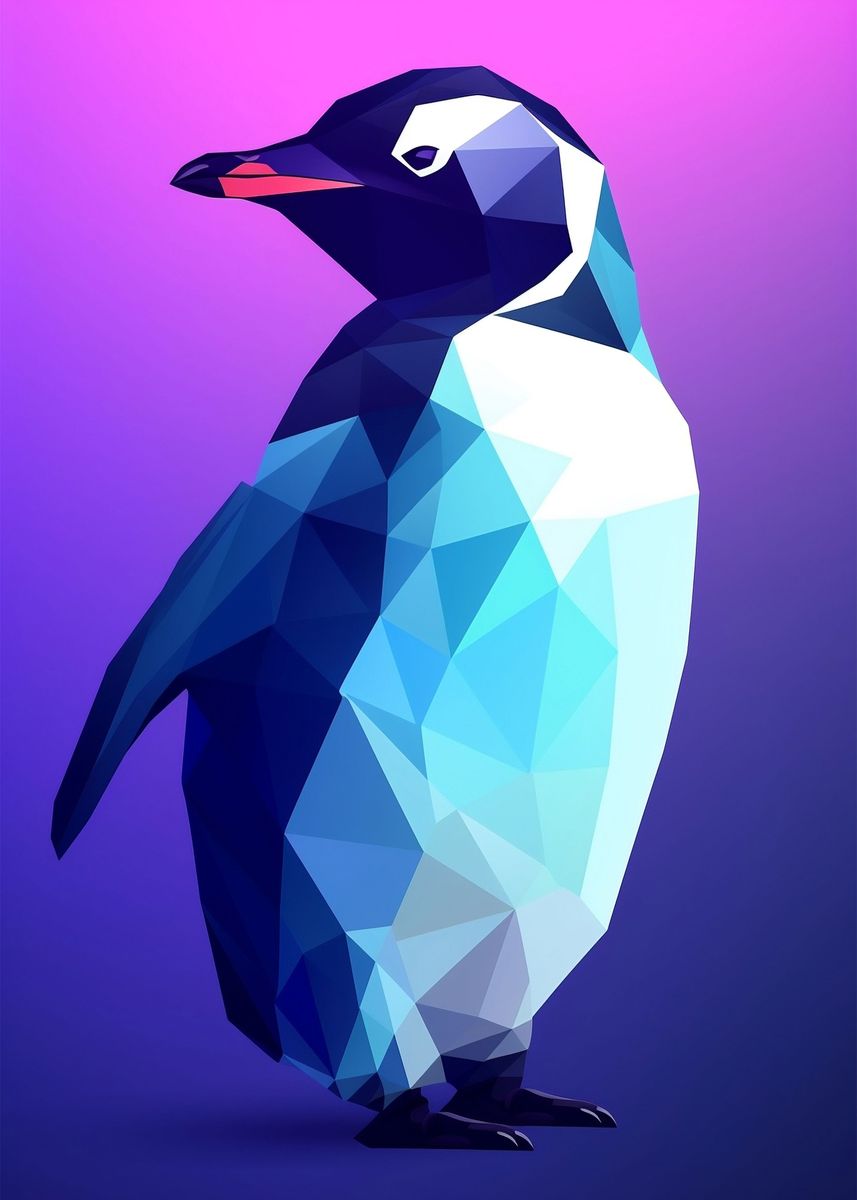 'Galaxy Penguin No2' Poster, picture, metal print, paint by ...