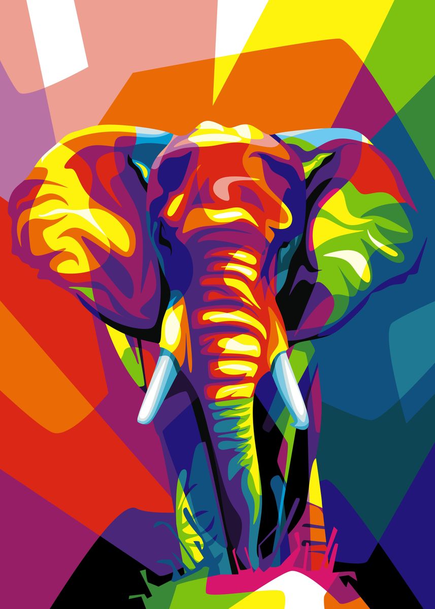 'Elephant Pop Art' Poster, picture, metal print, paint by Dika Sujud ...