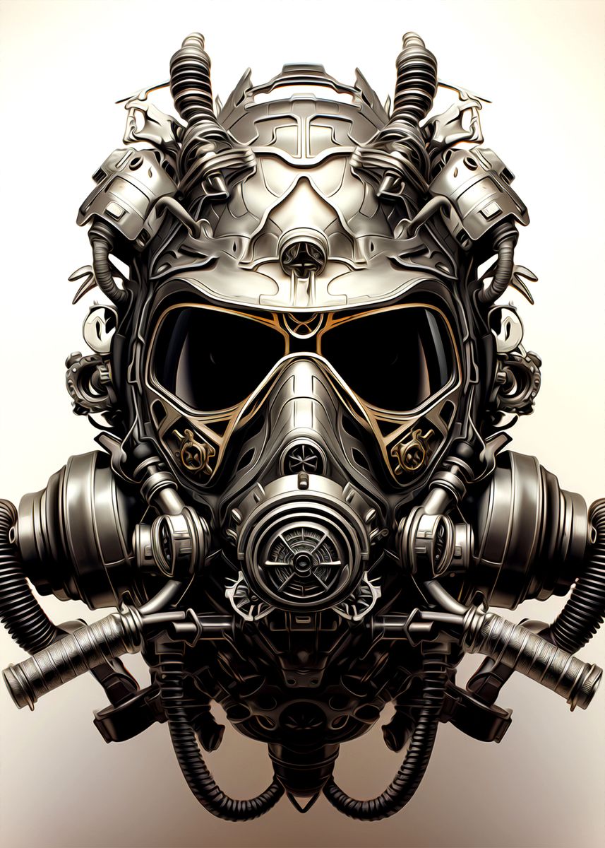 'Gas Mask' Poster, picture, metal print, paint by Yeager Rinne | Displate