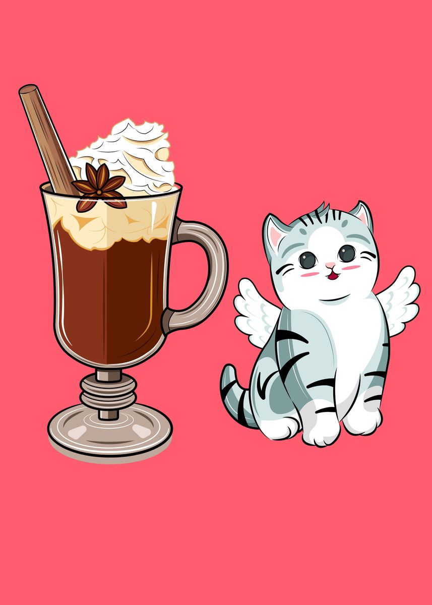 'Cute Cat Coffee' Poster by ichimdp | Displate