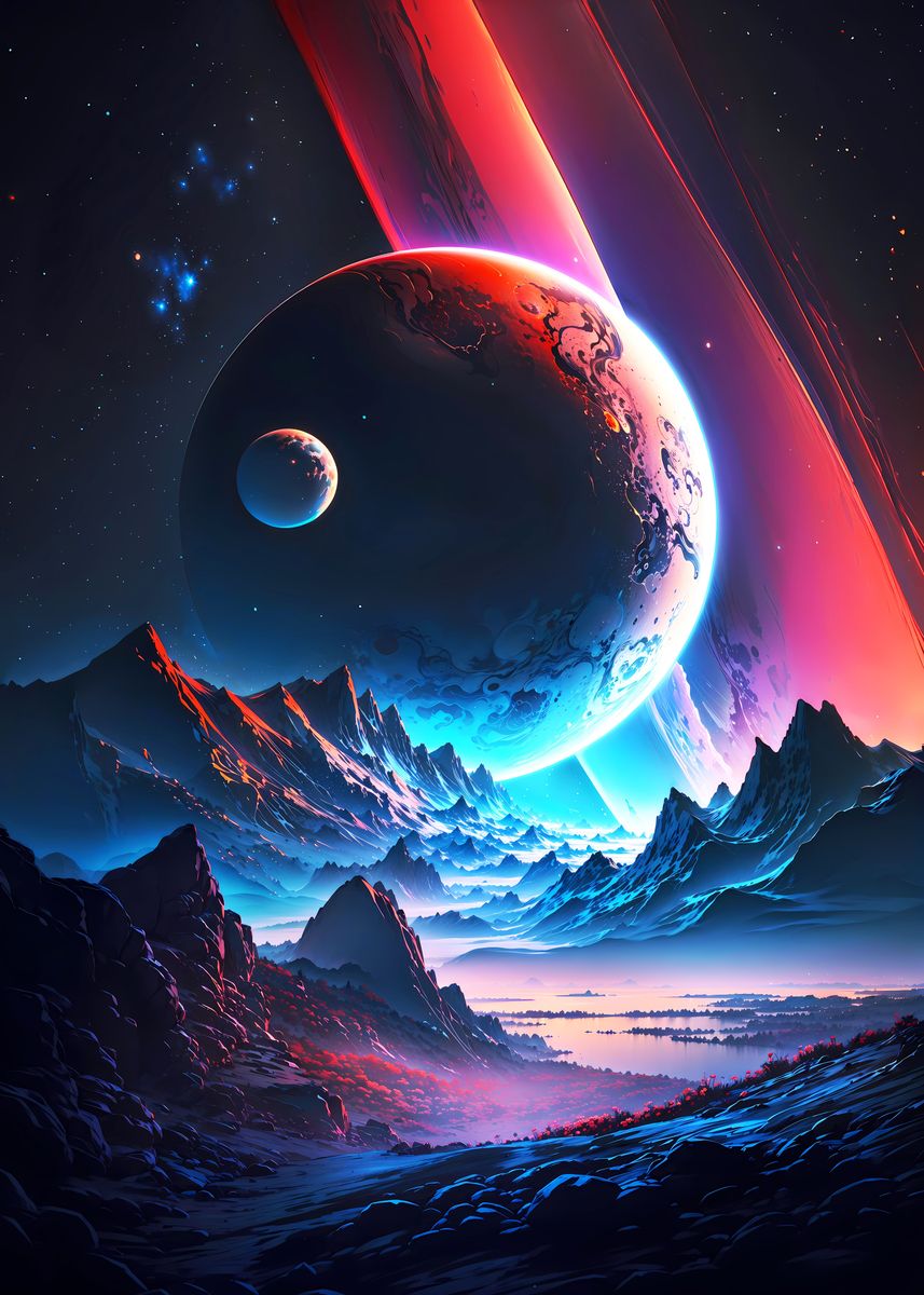 'Planet Paradise Landscape' Poster, picture, metal print, paint by ...