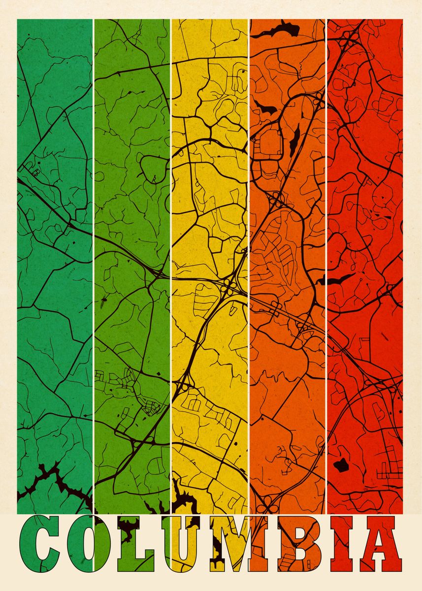 'Columbia MD USA' Poster, picture, metal print, paint by Ryan Proffitt ...