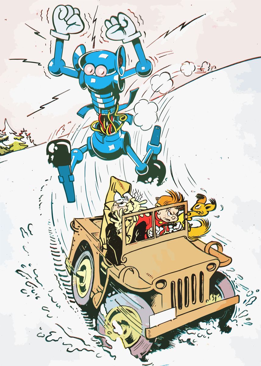 'Spirou et Fantasio cartoon' Poster, picture, metal print, paint by ...