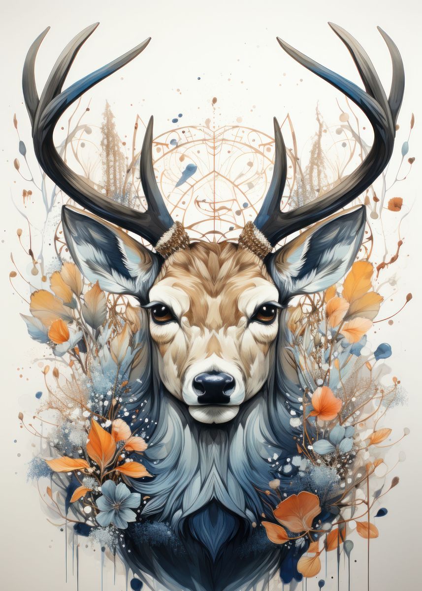 'Deer' Poster, picture, metal print, paint by Byrdyak | Displate