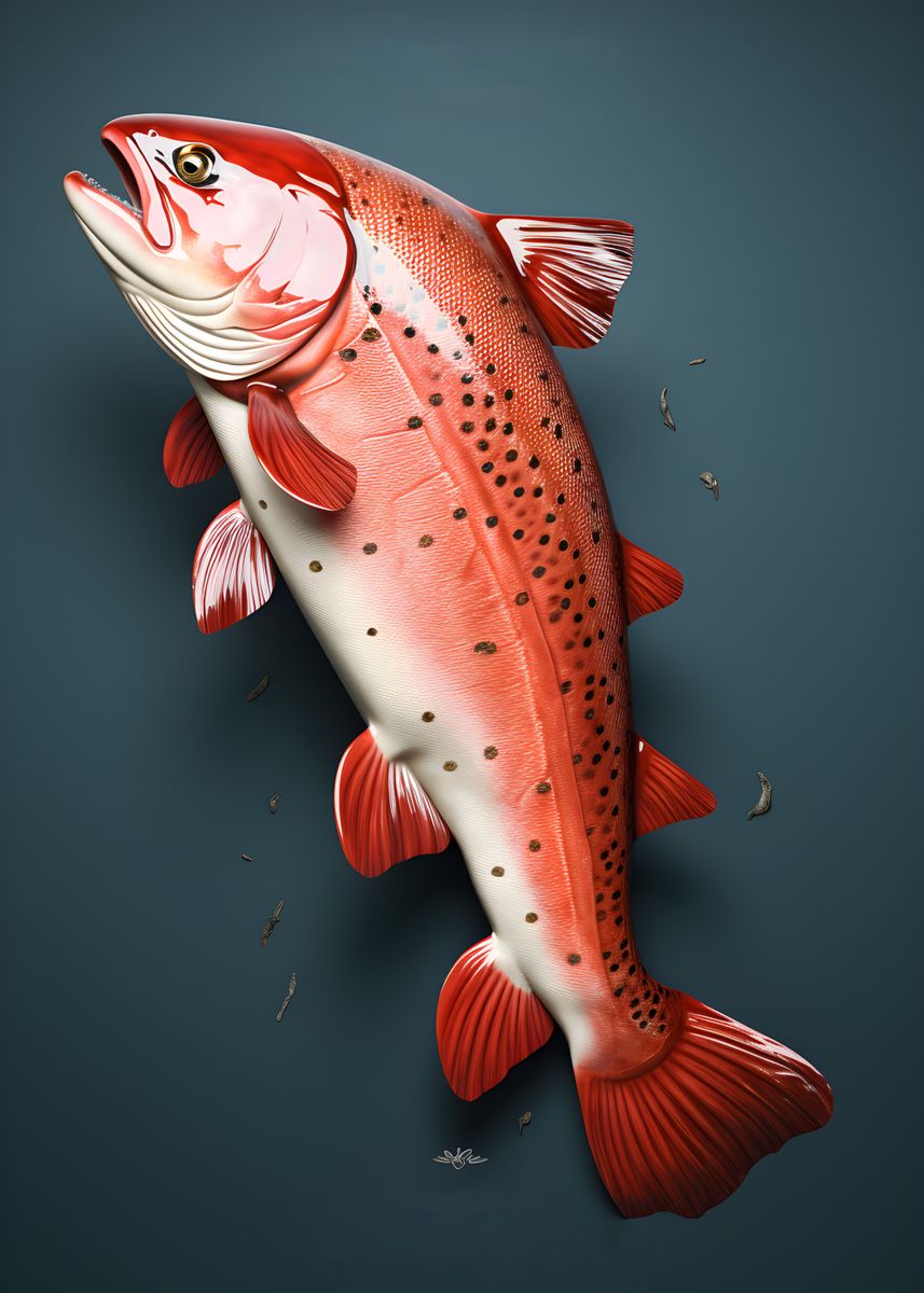 'Red Salmon Fish' Poster, picture, metal print, paint by Chris Nolan ...
